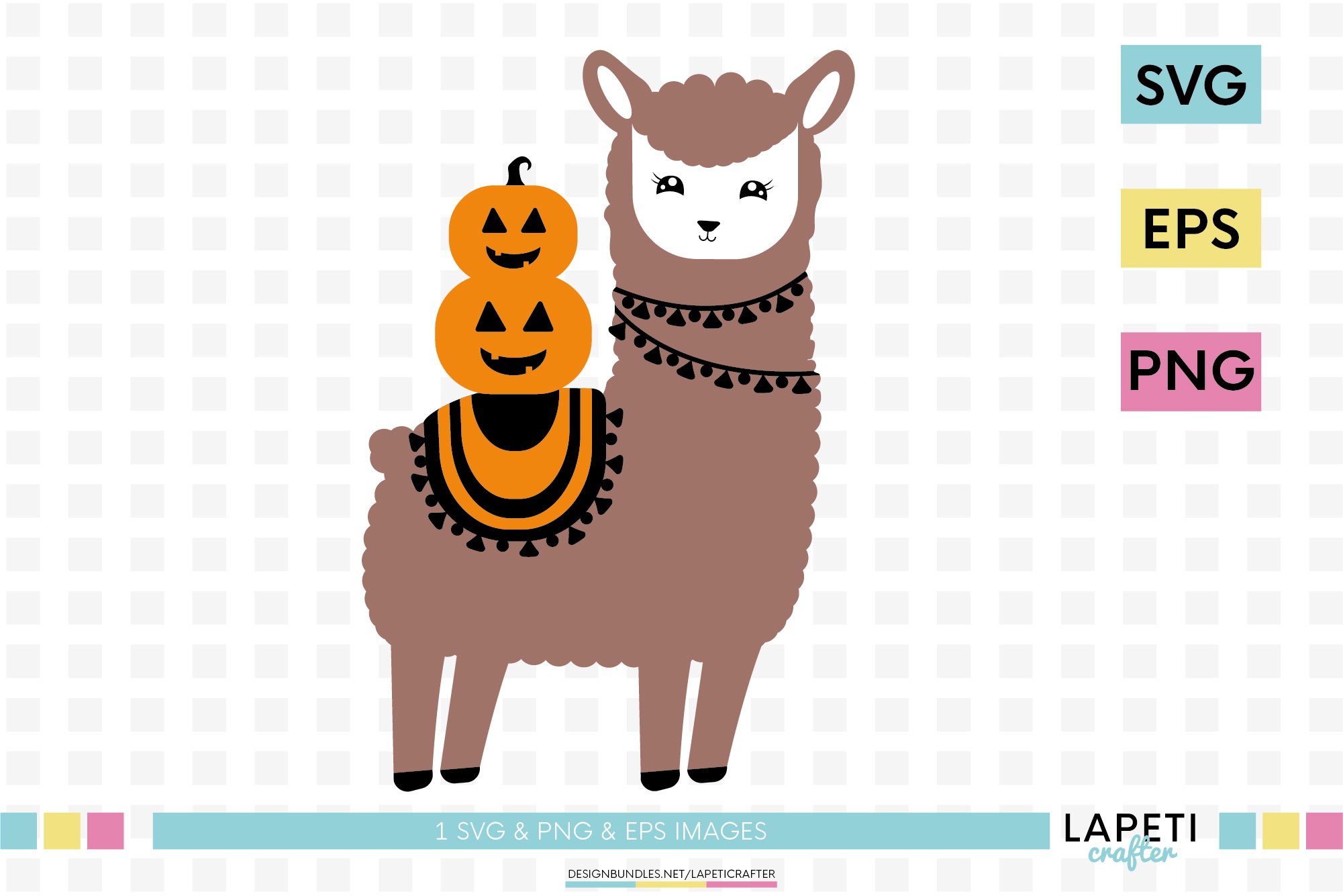 Halloween llama with pumpkins SVG, funny llama illustration (899935 ...