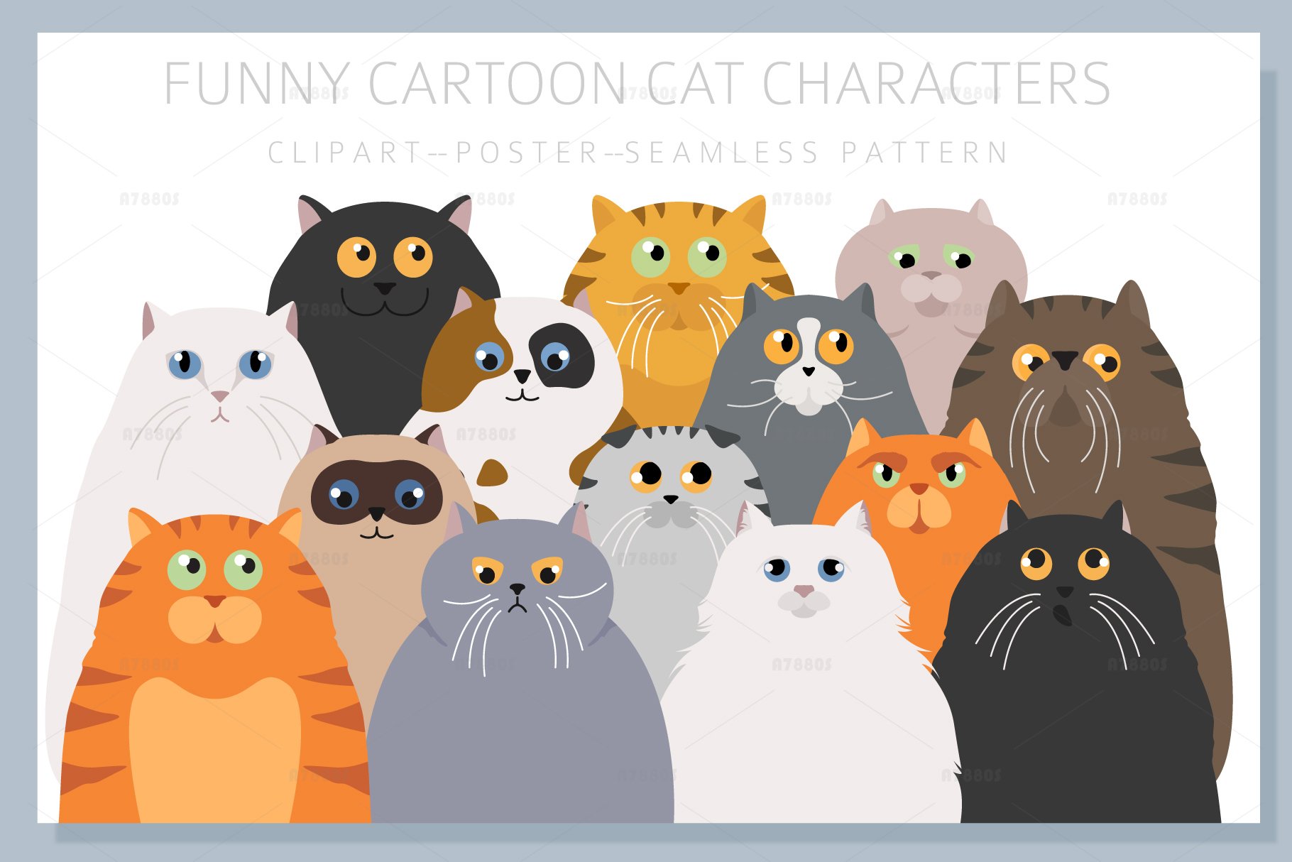 Funny cartoon cat characters (882244) | Illustrations | Design Bundles