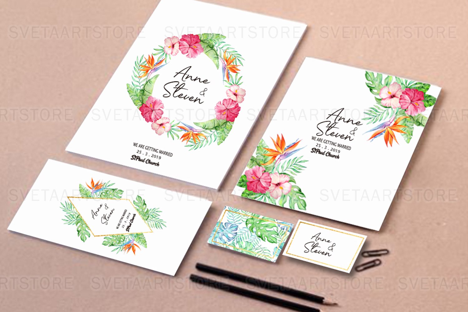 Tropical Watercolor Clipart Set (242969) | Illustrations | Design Bundles