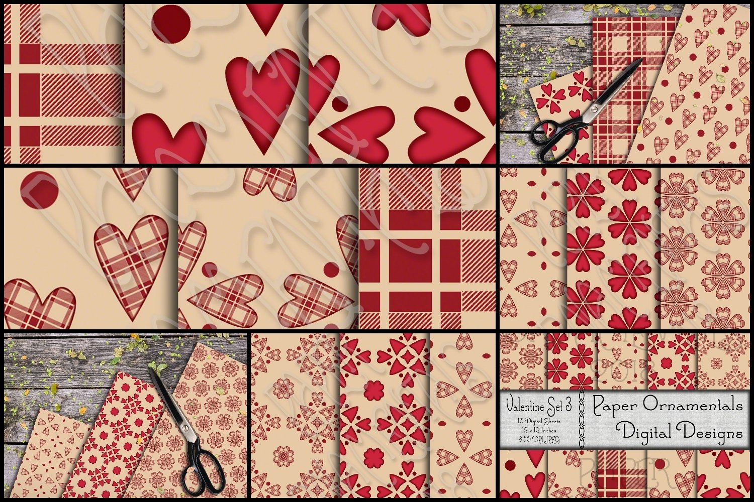 Valentine's Day Digital Paper Set 3 For Crafts & Projects (189489 ...