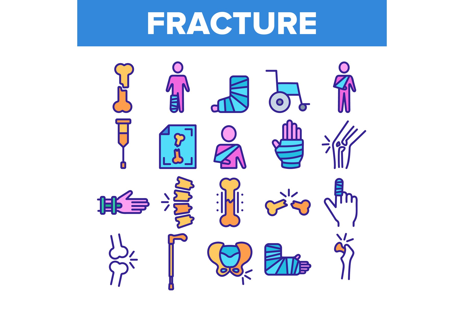 Color Fracture Elements Vector Sign Icons Set (573709) | Illustrations ...