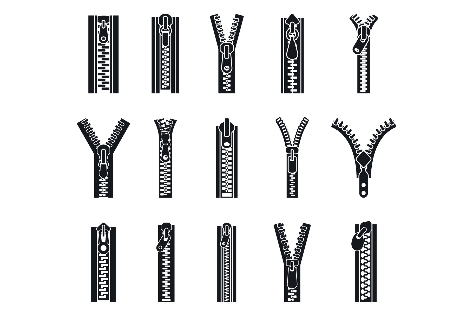 Clothing zipper icon set, simple style (549583) | Illustrations ...