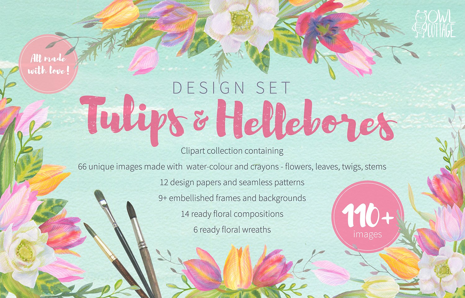 Floral Design Pack watercolor & pastel (16209) | Illustrations | Design ...