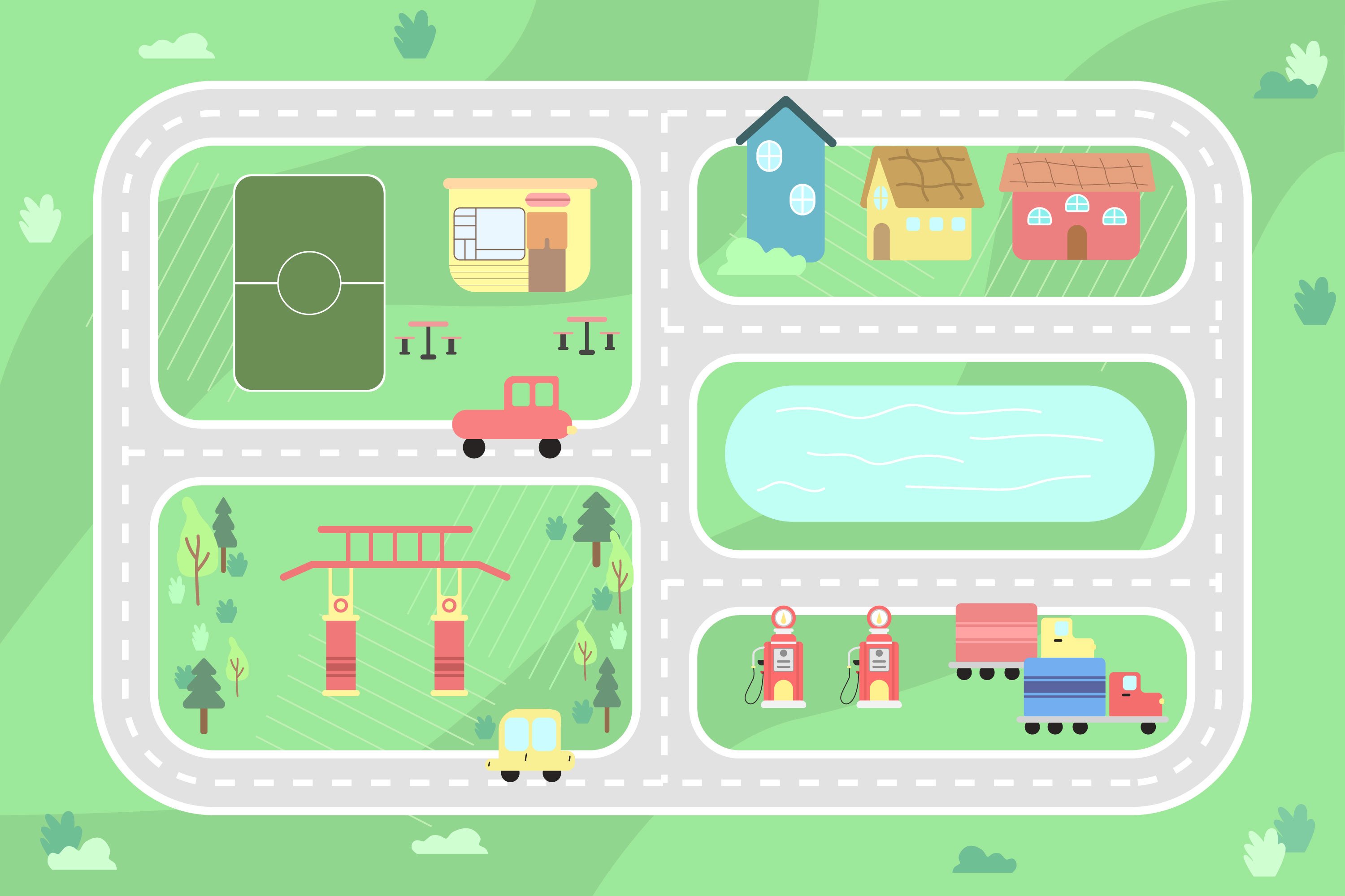 Toy Car Floor Mat Illustrations