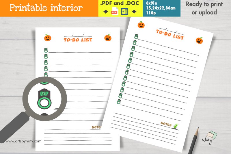 Halloween To-do list printable notebook. (764498) | Planner Templates ...