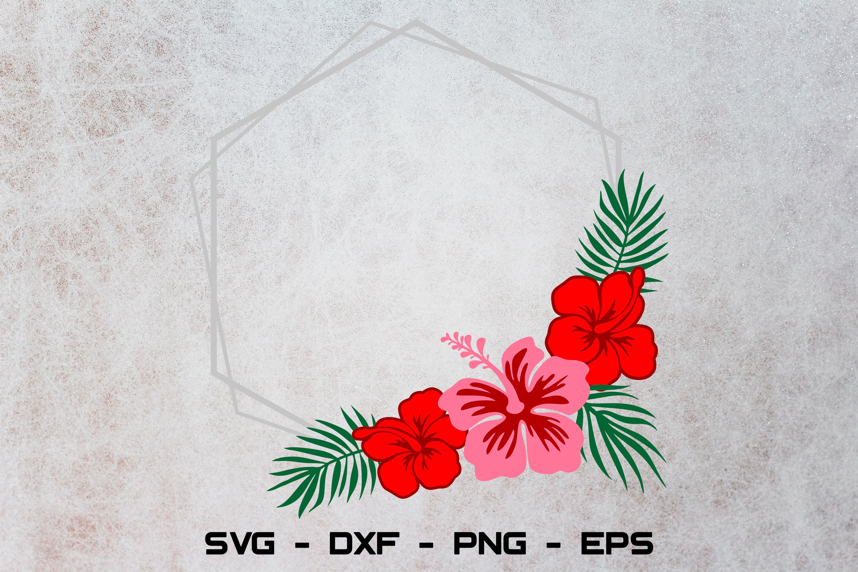Hexagon hibiscus frame svg, Tropical monogram svg (814471) | Cut Files ...