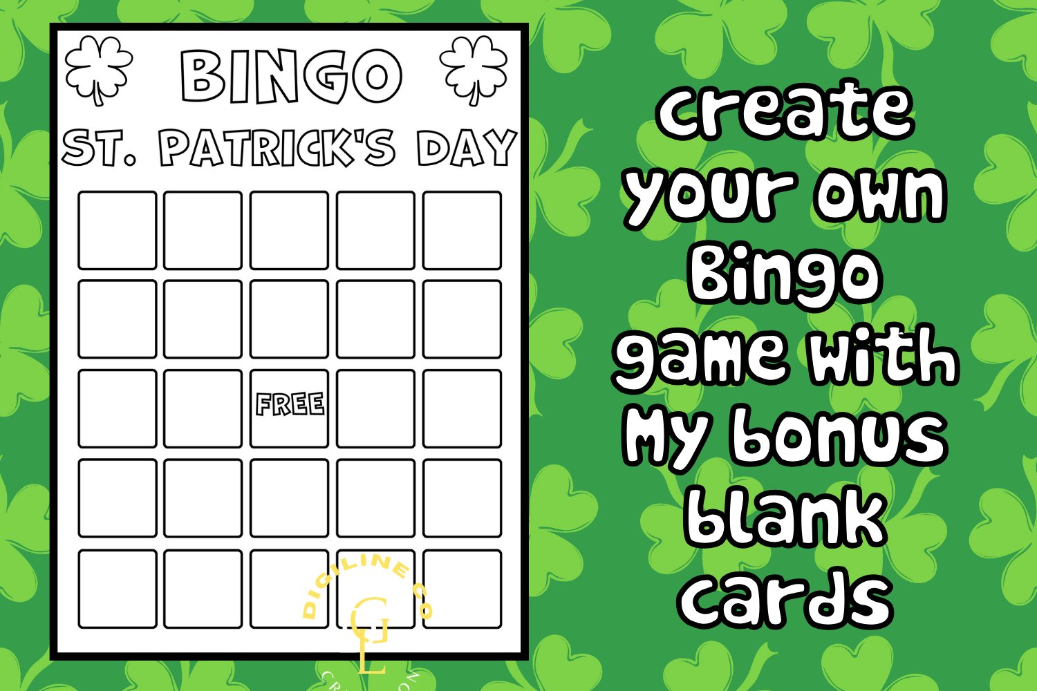 St Patrick's Day Bingo game template Printable coloring page