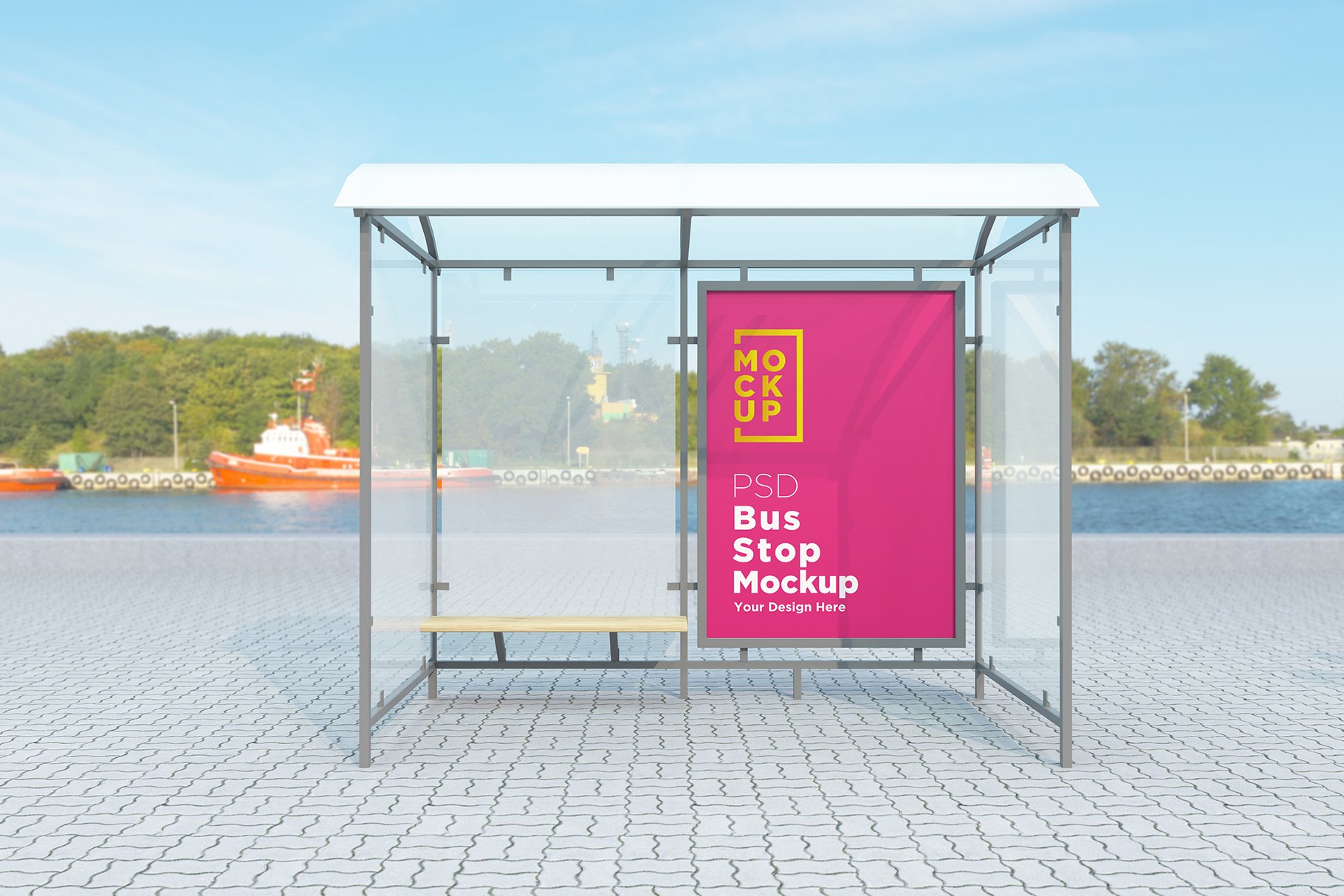 City Bus Stop Sign Mockup (1118148) | Signage | Design Bundles