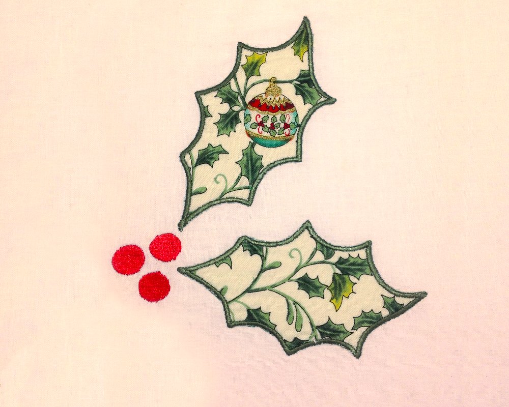 Holly Applique Embroidery Design (96486) | Designs | Design Bundles