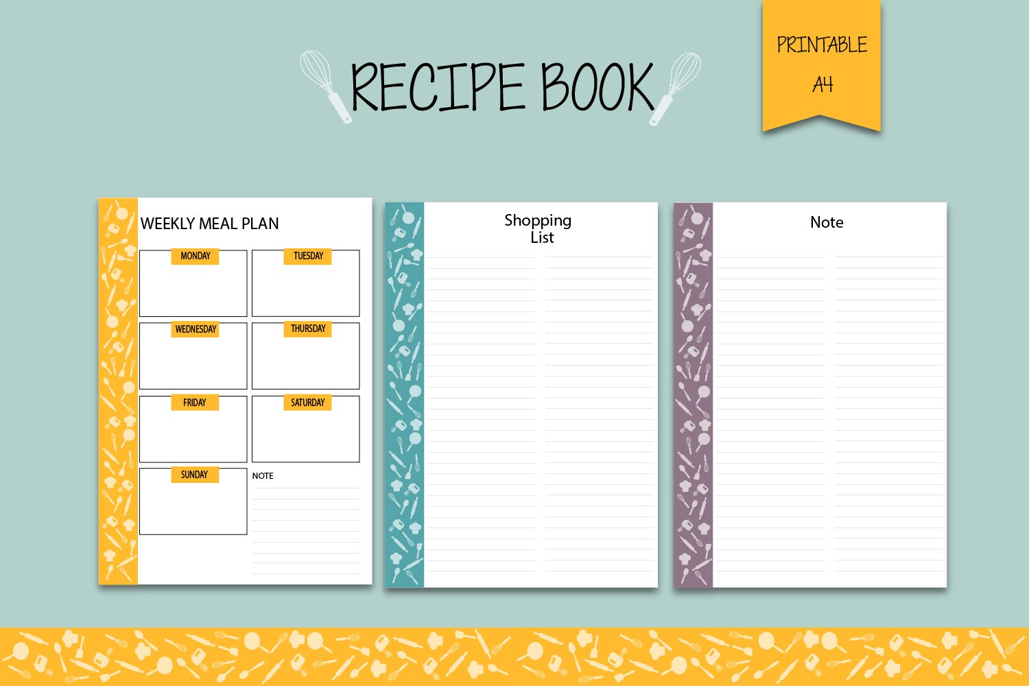 Recipe book, Recipe binder, (410560) | Printables | Design Bundles