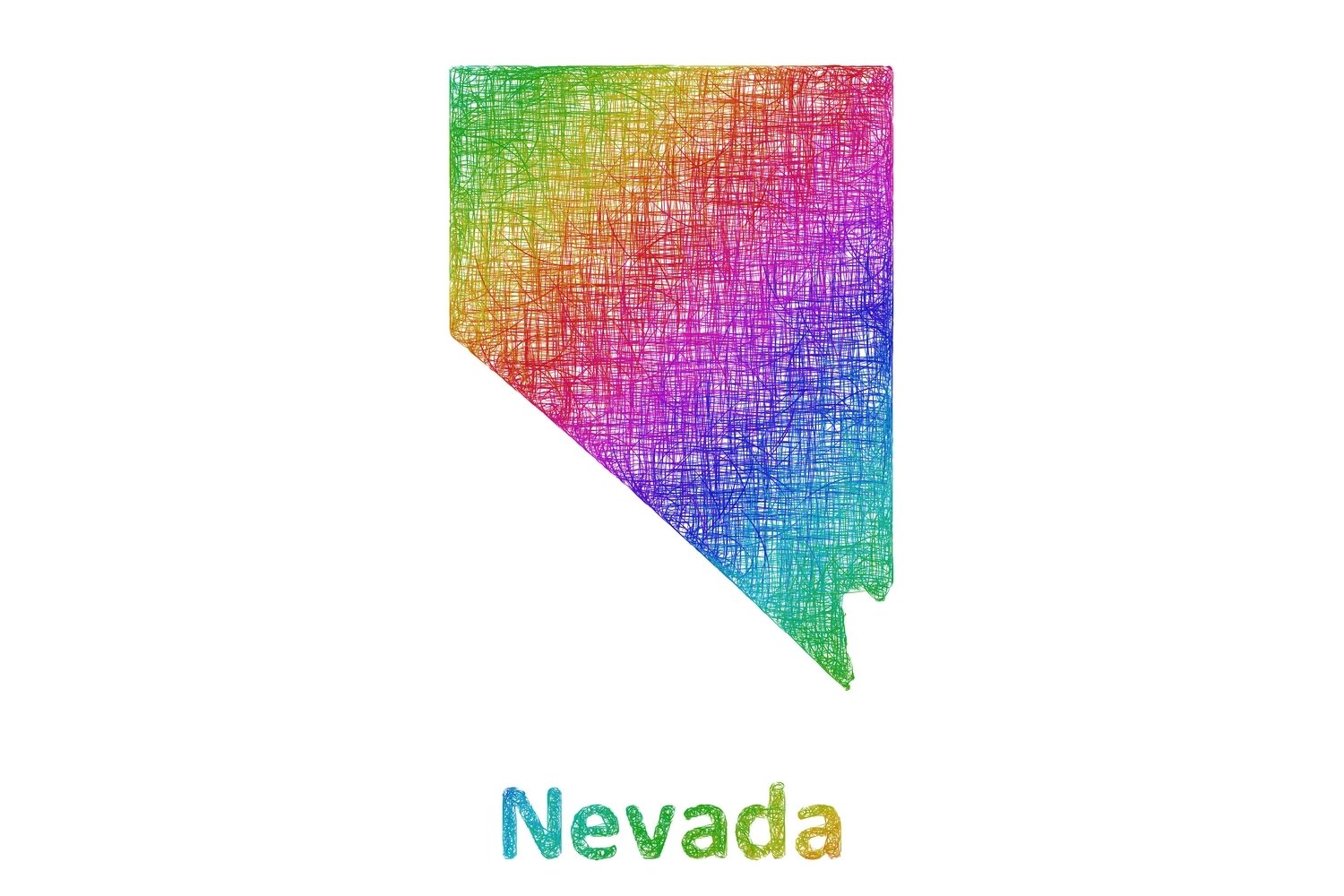 Nevada map - rainbow sketch art (338402) | Illustrations | Design Bundles