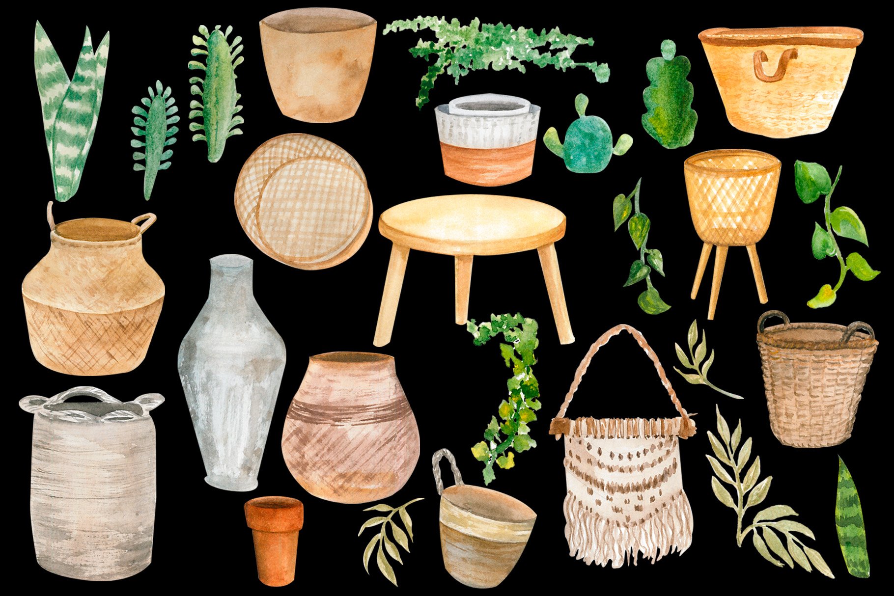 Boho clipart, Home decor, house plant clipart