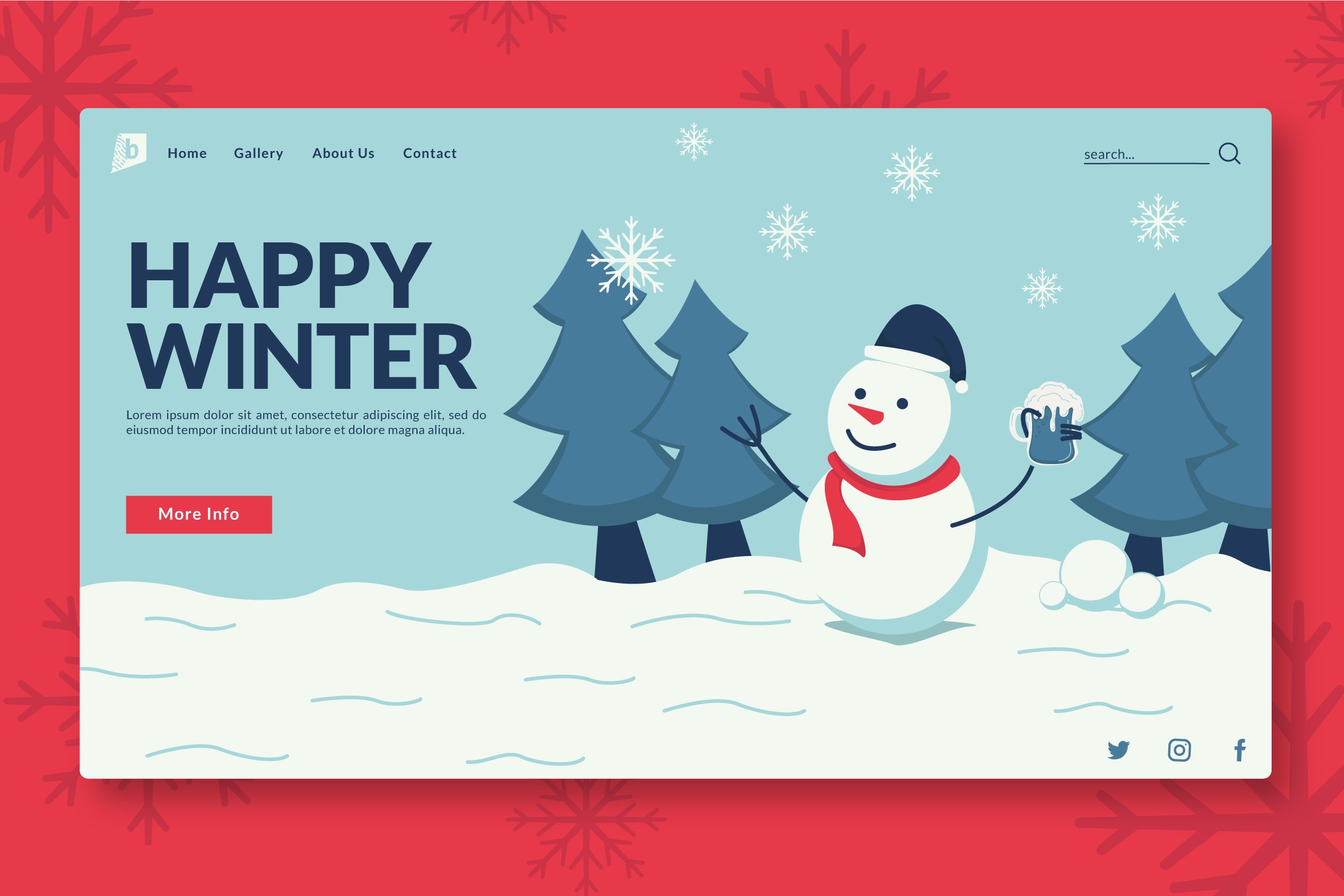 Happy Winter - Landing Page (1117170) | Illustrations | Design Bundles