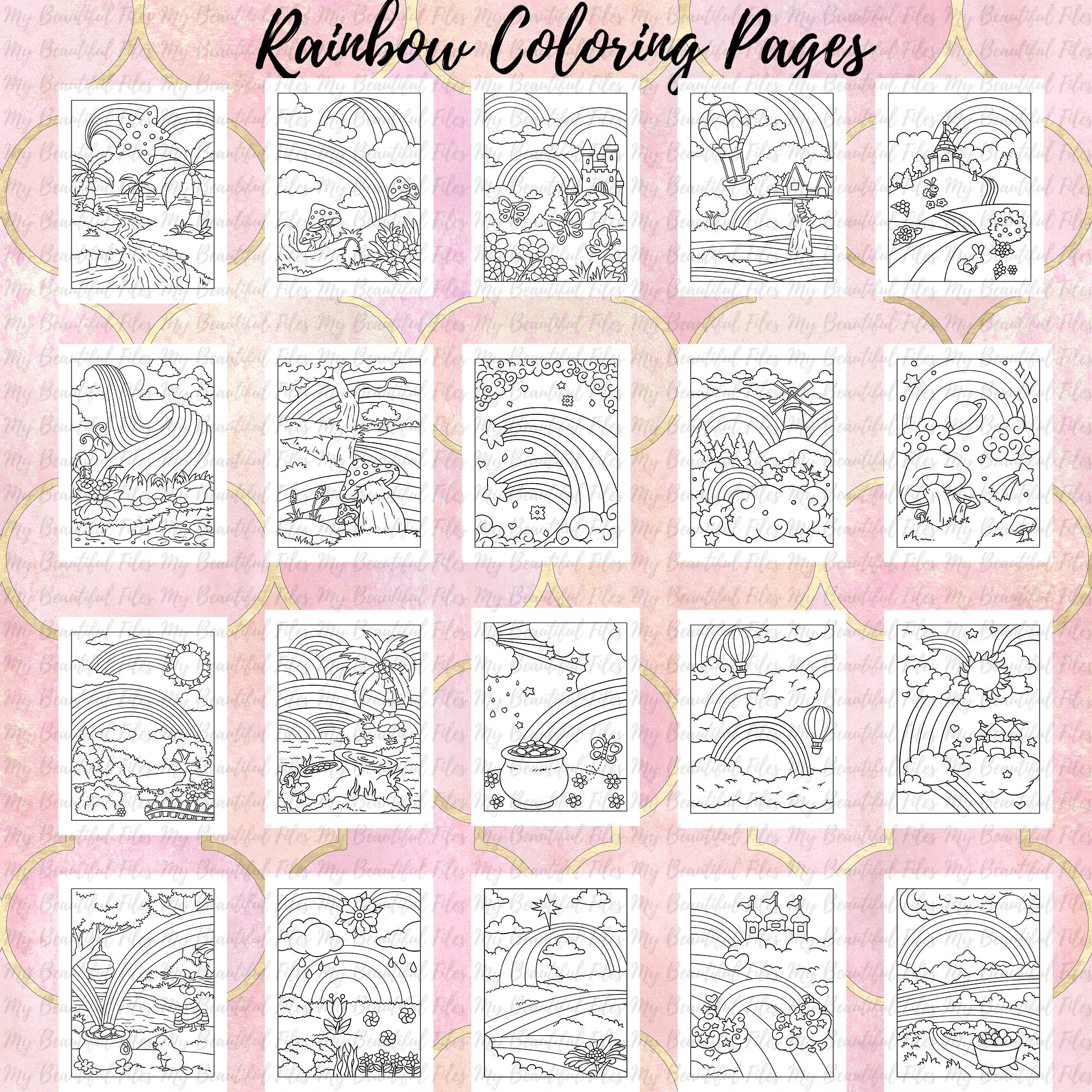 Rainbow Coloring Pages (844521) | Illustrations | Design Bundles