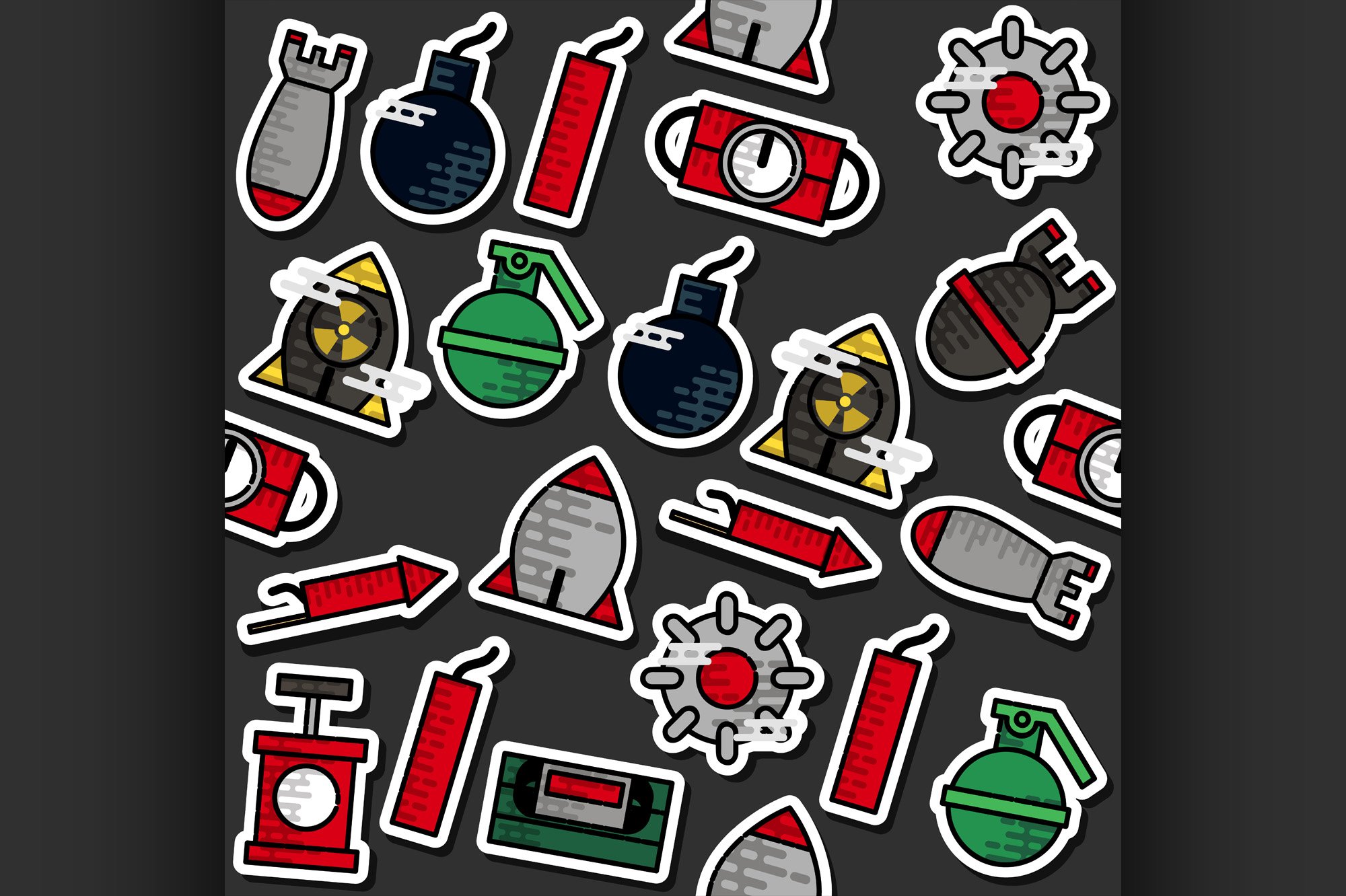 Colored Bomb icons pattern (671208) | Illustrations | Design Bundles
