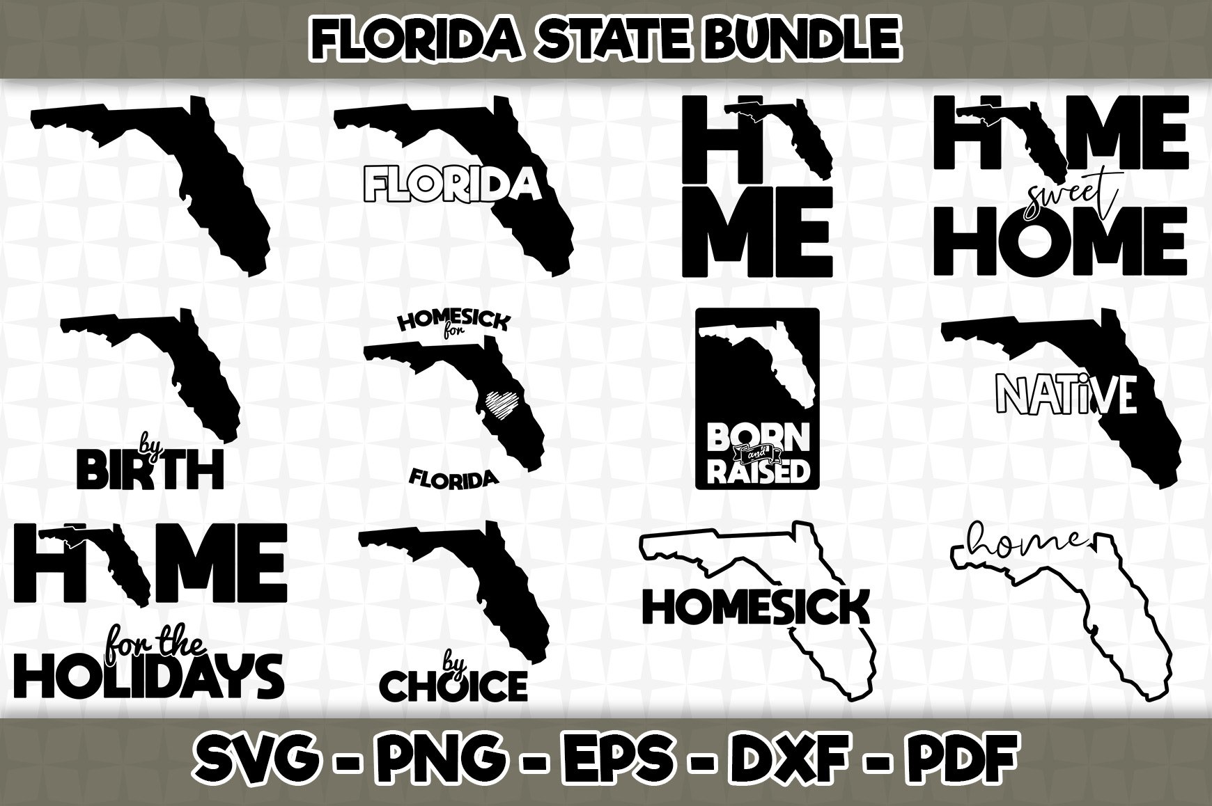 Florida State Bundle - 12 Designs - SVG Cut File Bundle (1253105 ...