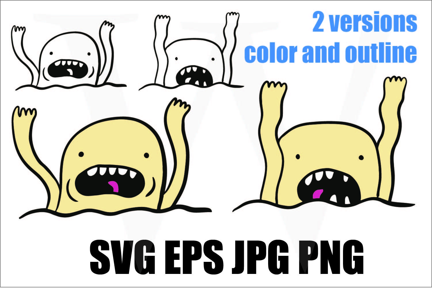 Cute Round Head Drowning - SVG EPS JPG PNG