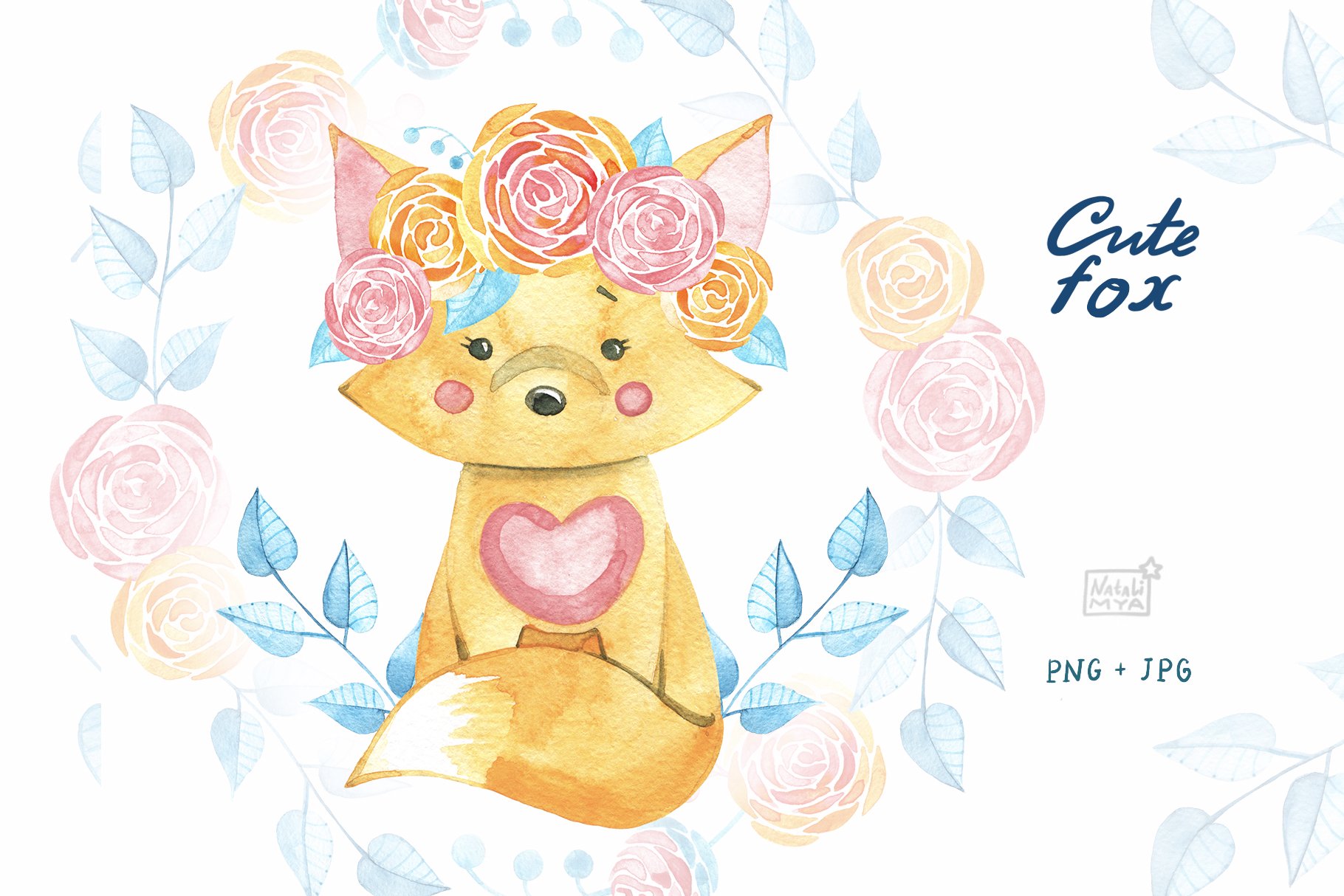 Watercolor cute fox cliparts (576130) | Illustrations | Design Bundles