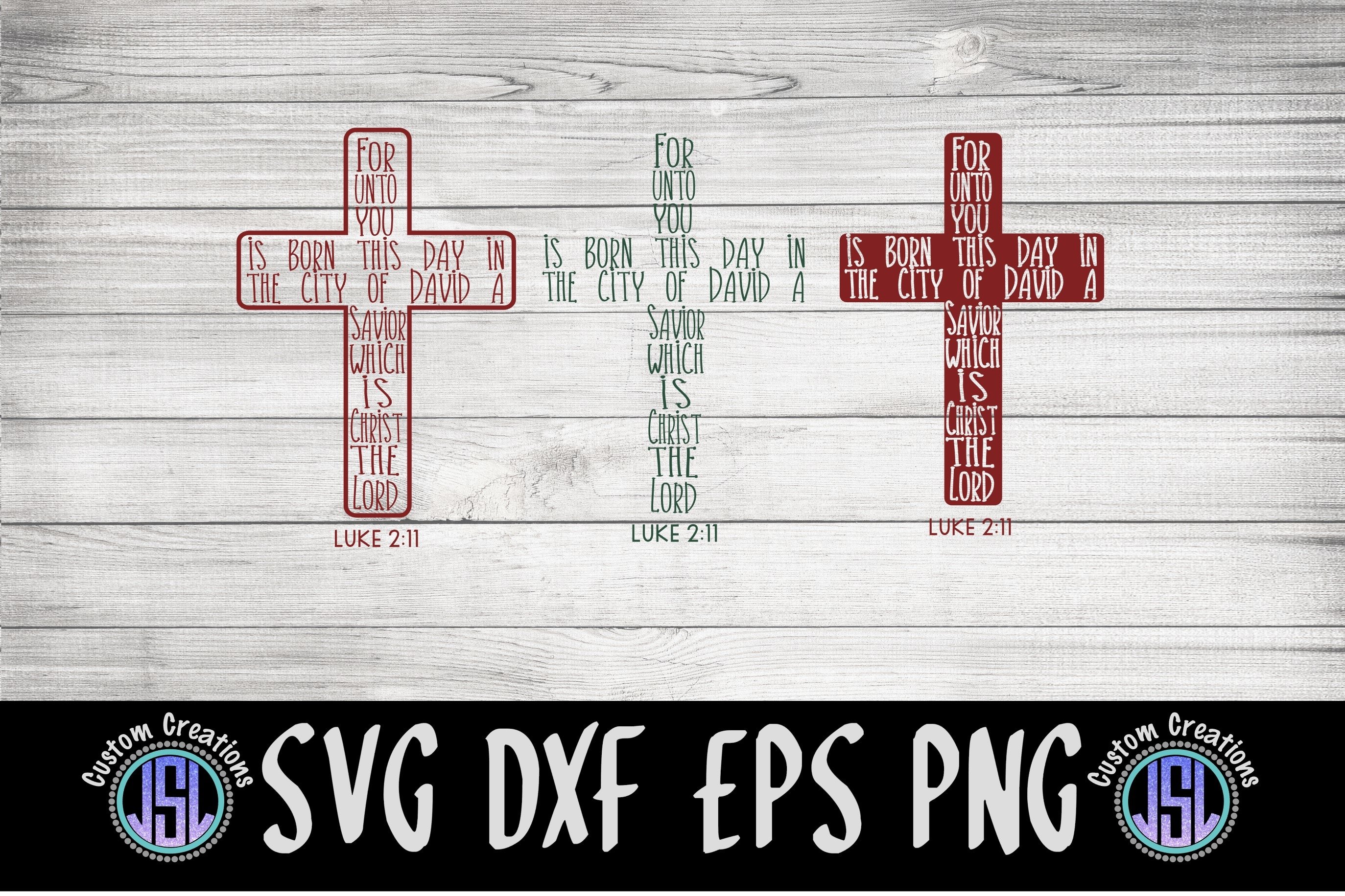 Luke 2.11 Cross | Set of 3 | Christmas | SVG DXF EPS PNG (127587) | Cut ...