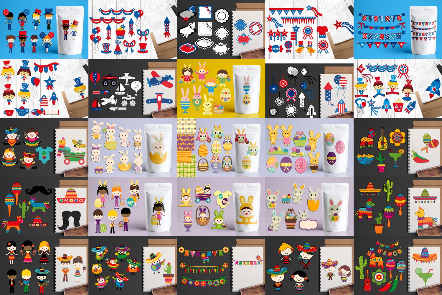 Illustrations Huge Bundle - Mid Year Holidays Clip Art (556885 ...