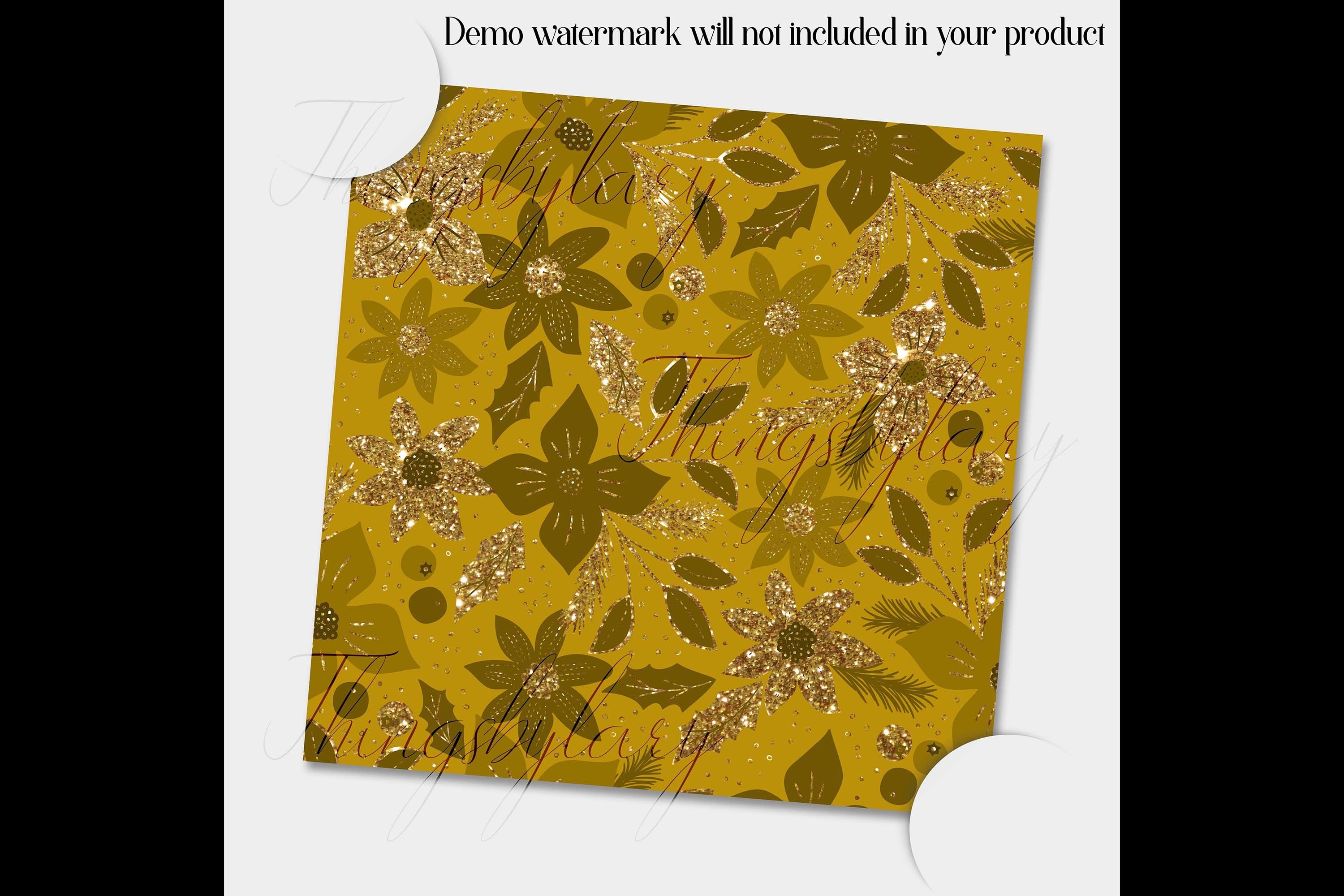 100 Seamless Glitter Gold Christmas Floral Digital Papers (376004 ...