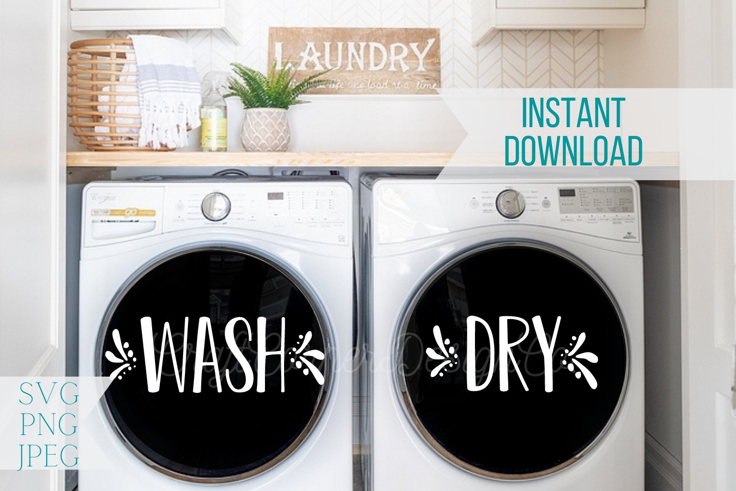 Washer And Dryer Decals Modern Vinyl Wall Art Decal Wash Dry 15 X