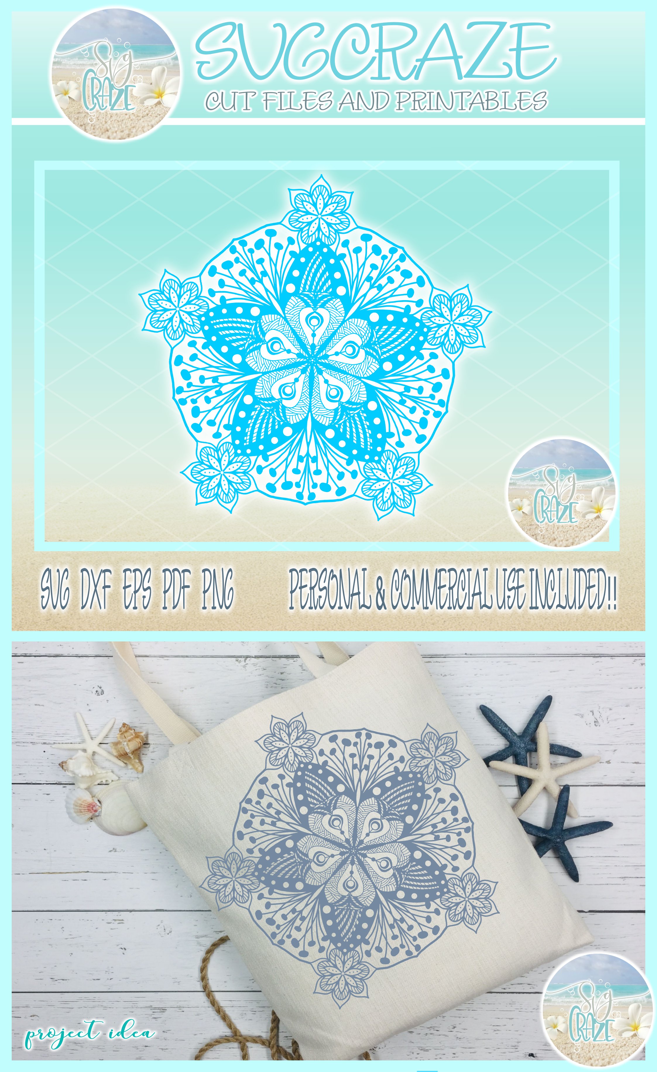 Hand Drawn Mandala Zentangle Svg Dxf Eps Png Pdf Files For C (283092 ...