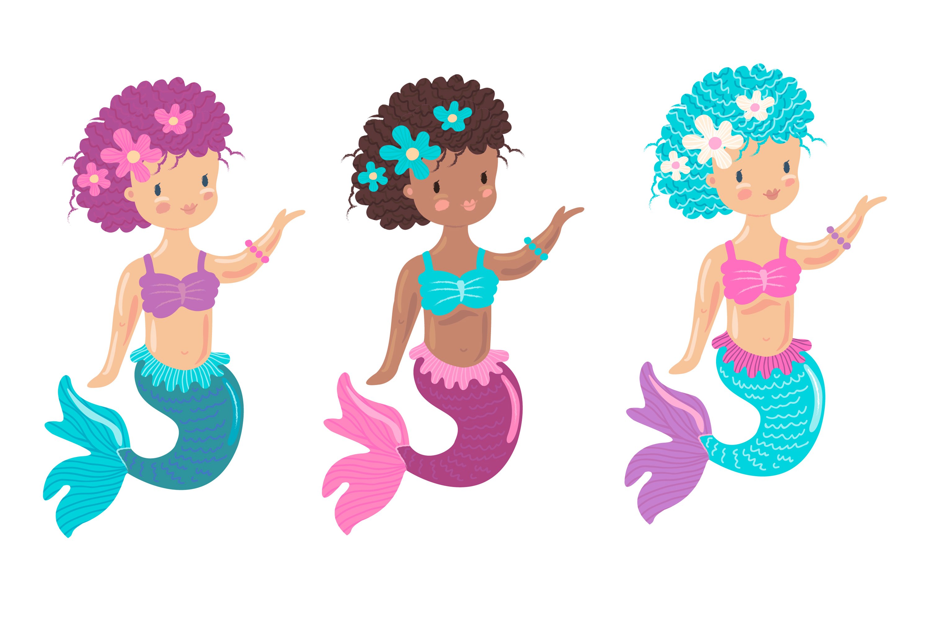 Mermaids Clipart Set , Vector and Raster Graphics (322485 ...