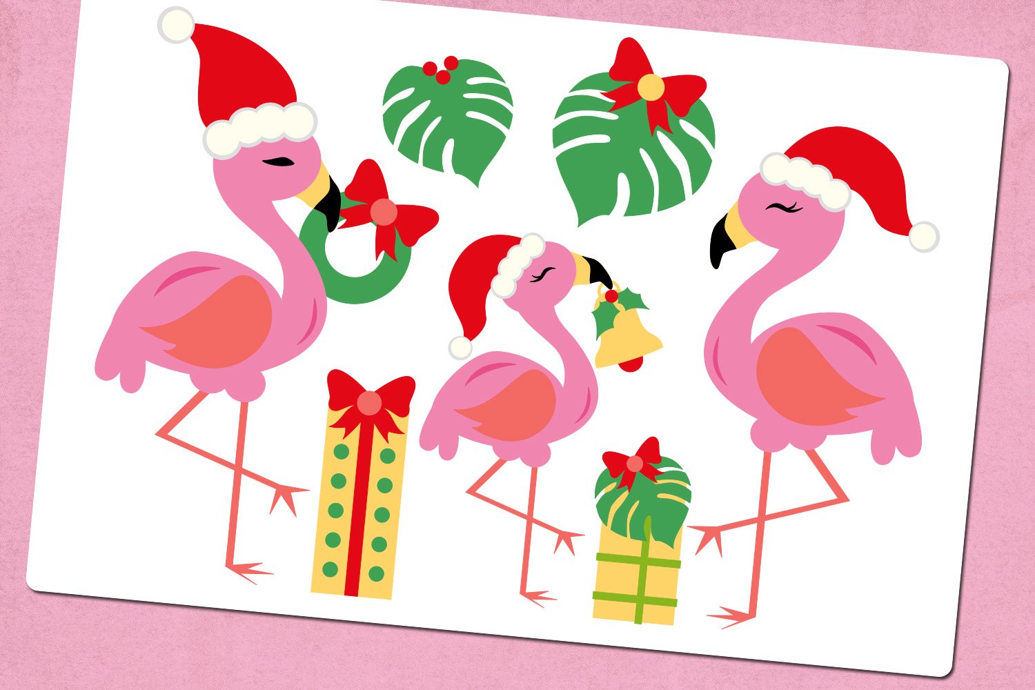 Flamingo Christmas Party Illustrations
