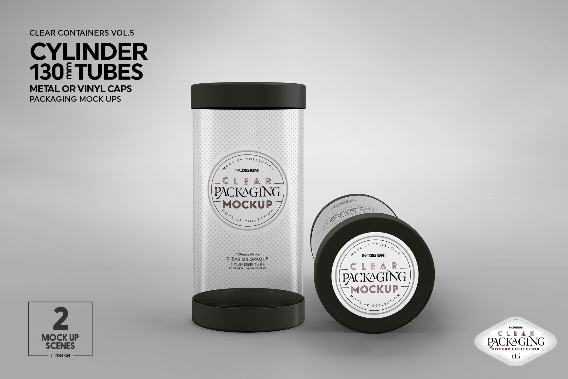 130mm Cylinder Tube Packaging Mockup (141491) | Branding | Design Bundles