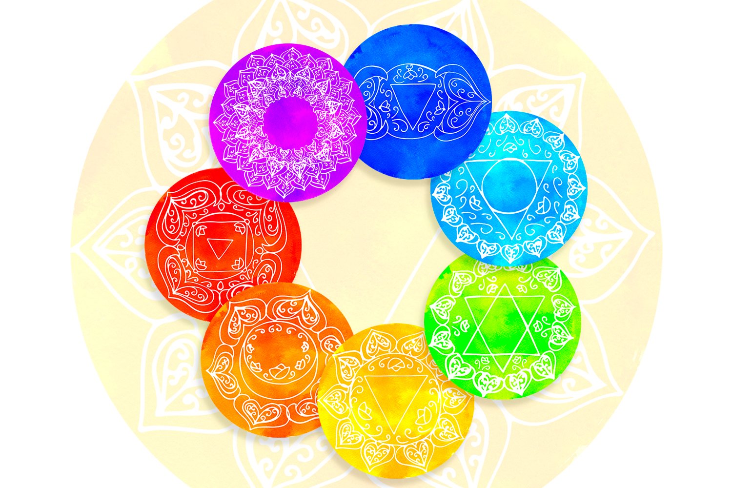 Chakras clipart Watercolor Yoga clip art Chakra symbols set (422061 ...
