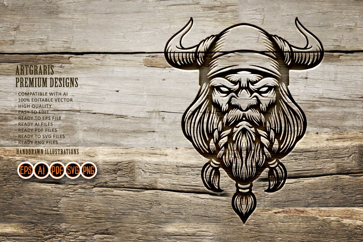 Angry Head Viking Mascot Logo Silhouette Graphic SVG (1149405 ...