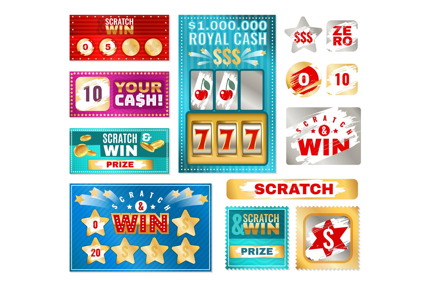 Scratch cards. Lottery tickets for card game. Winning and lo (1006768 ...