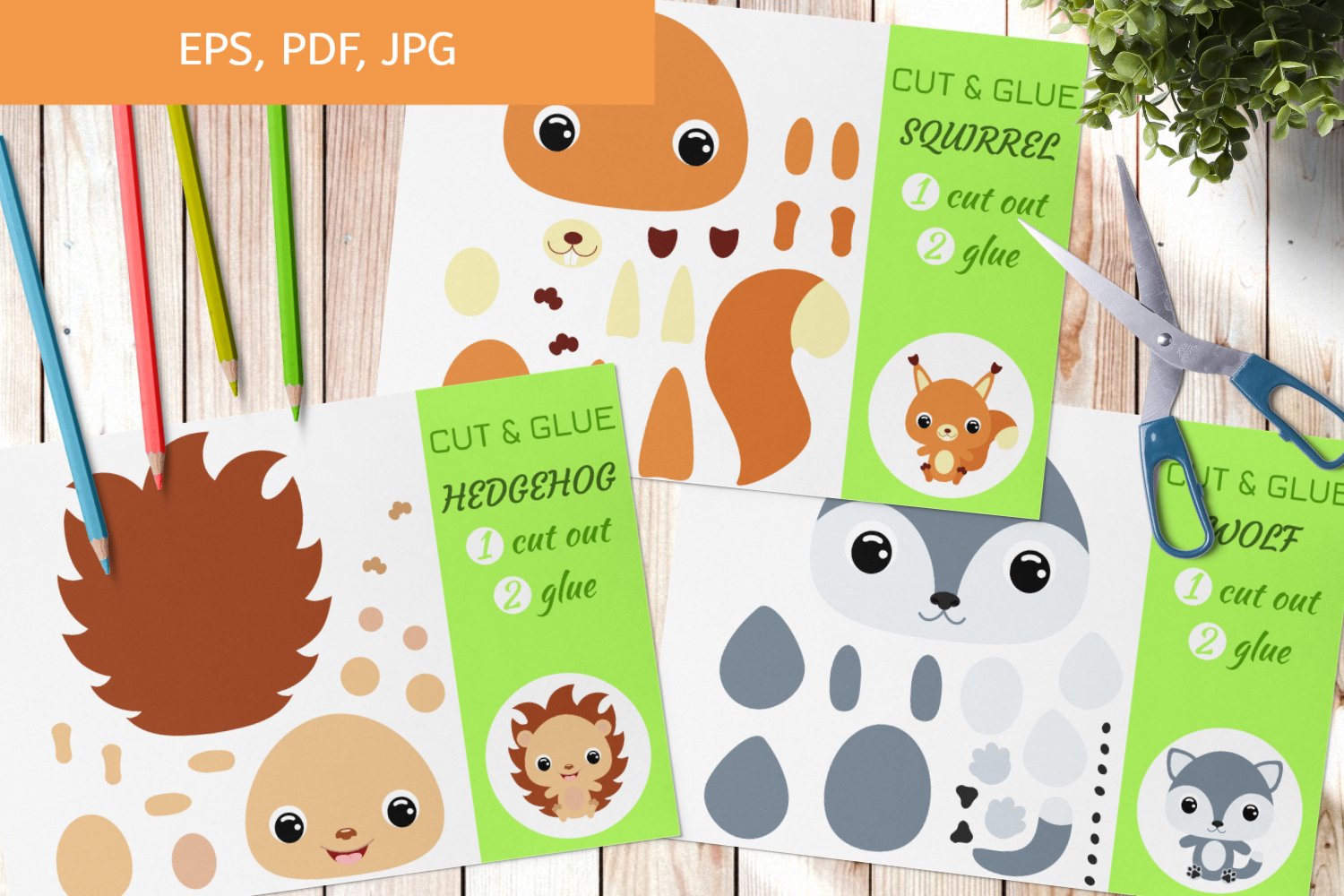 Cut and Glue Games for Kids - Animals Cut and Paste Craft (965347 ...