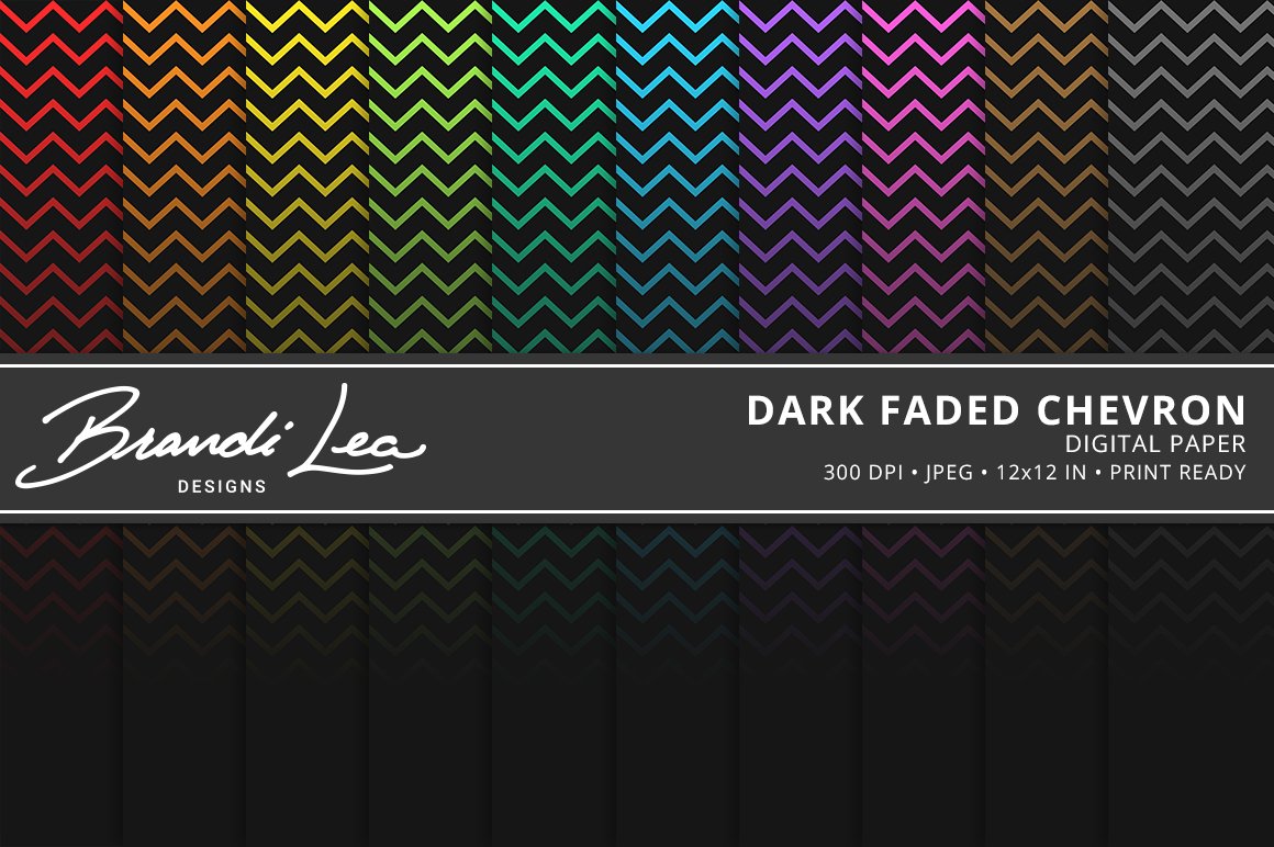 Ombre Chevron Digital Paper Pack (26736) | Backgrounds | Design Bundles