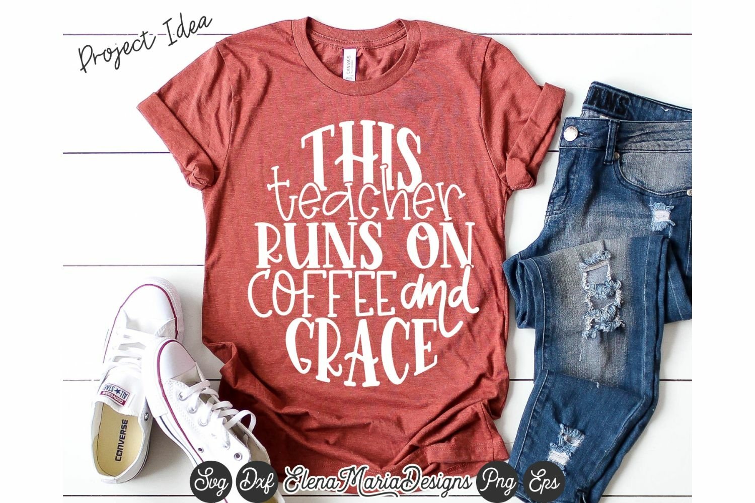 This Teacher Runs On Coffee And Grace Svg (176110) | SVGs | Design Bundles