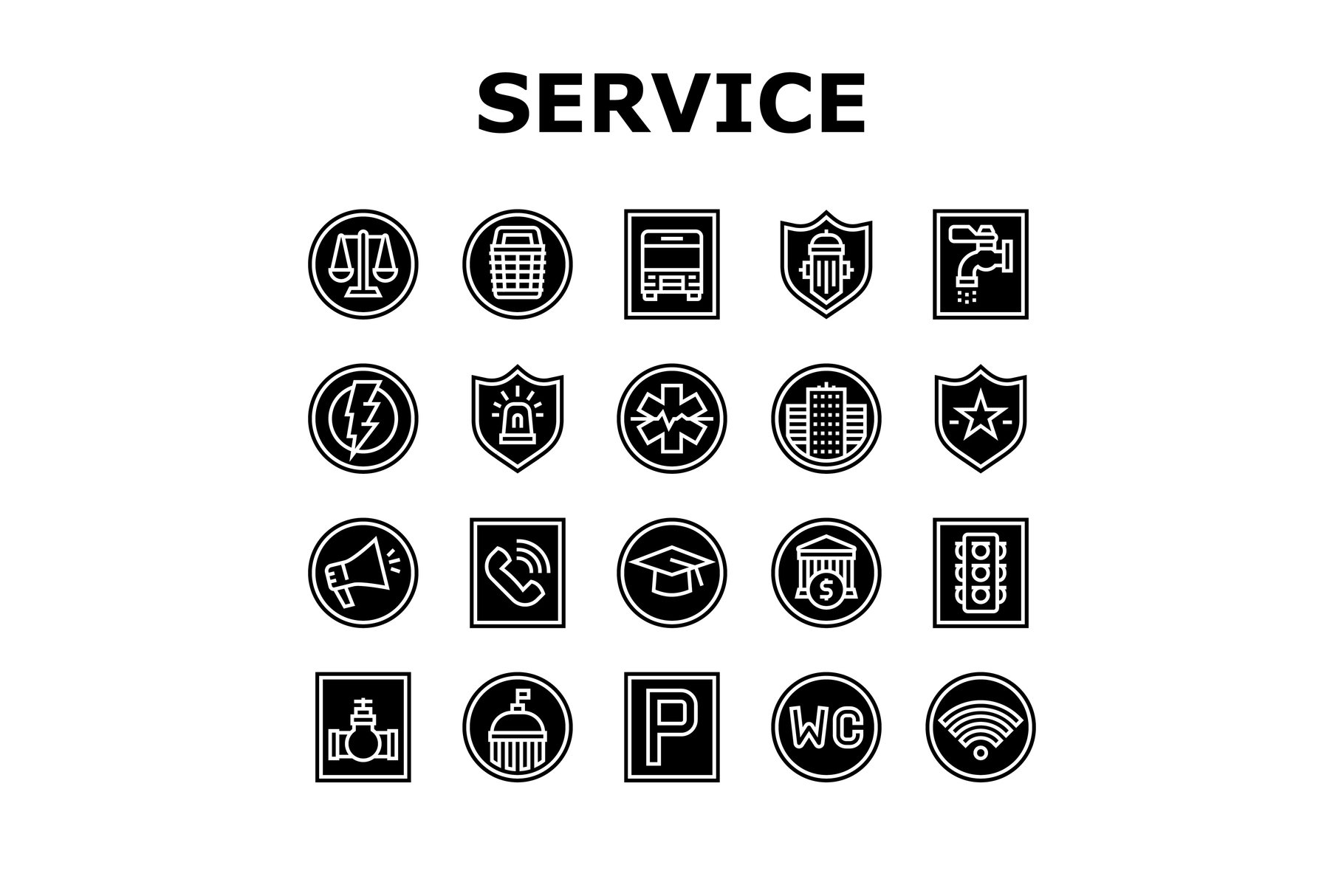 Public Service Signs Collection Icons Set Vector (970401) | Icons ...