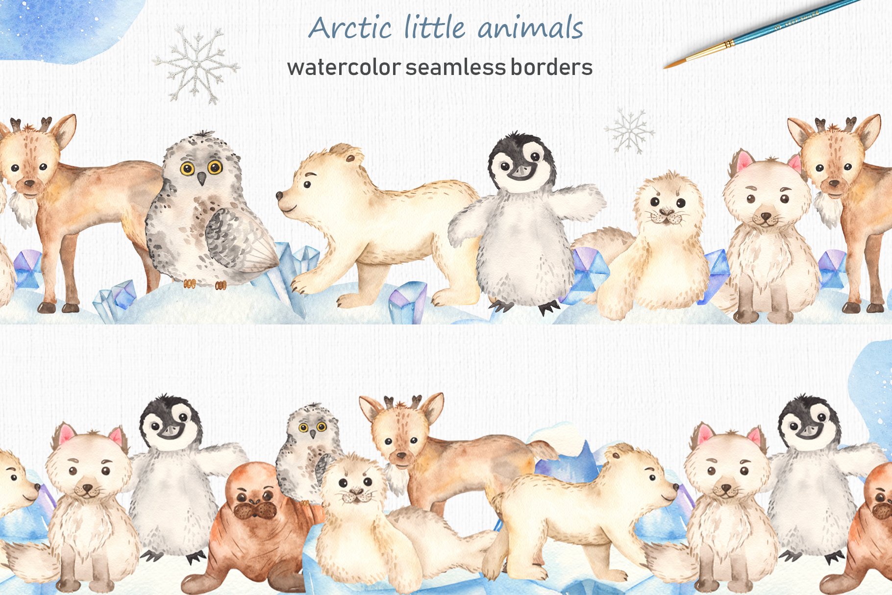 Arctic little animals watercolor collection clipart (359798 ...