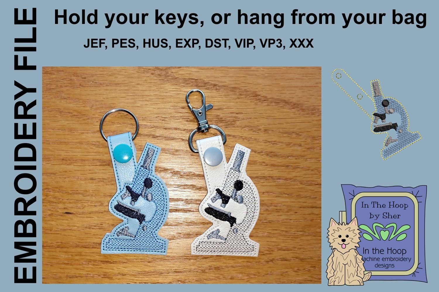 ITH Microscope Key Fob - Embroidery Design
