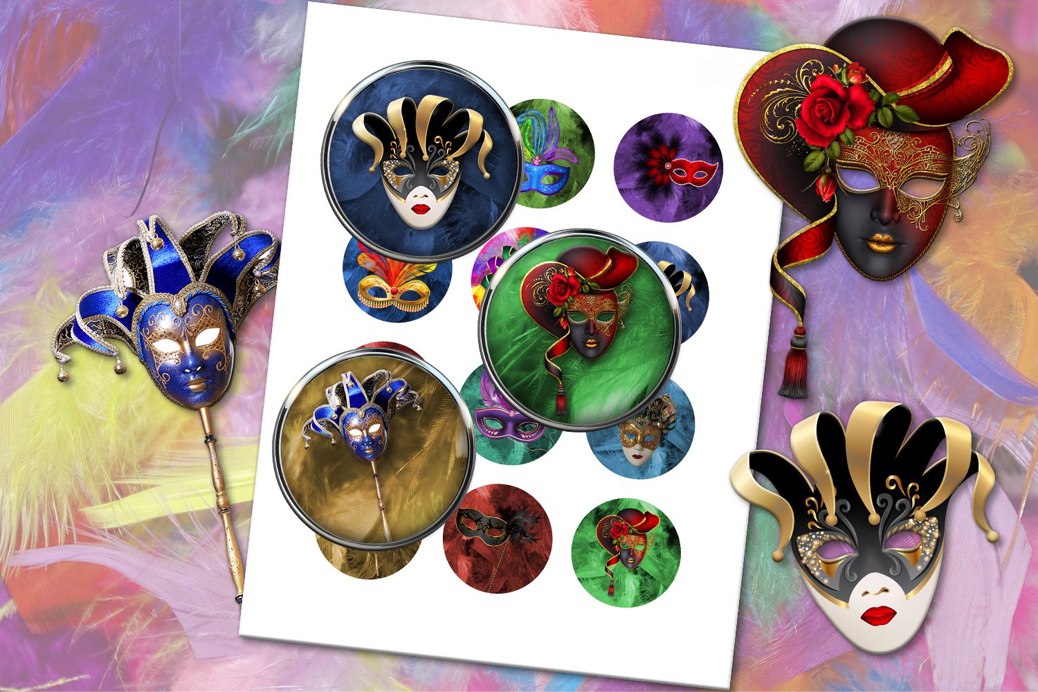 Venice Carnival, Venice Masks, Printable Images,BLACK FRIDAY (161702 ...