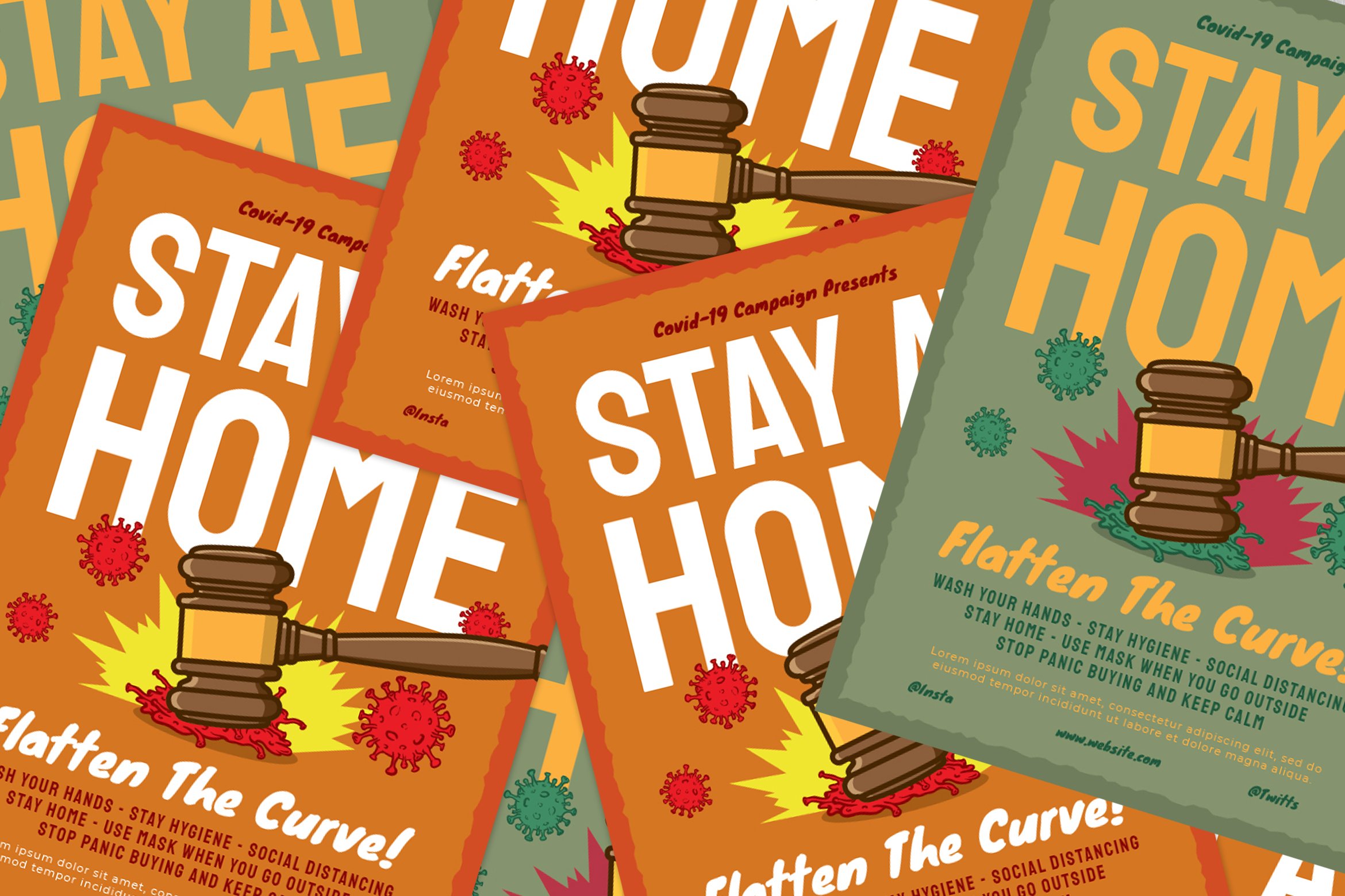 Stay At Home Covid-19 Campaign Flyer (567123) | Flyers | Design Bundles