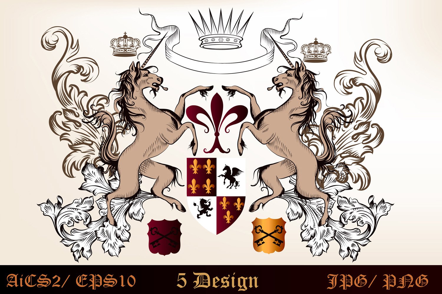 Heraldic bundle of detailed of shields (96380) | Illustrations | Design ...