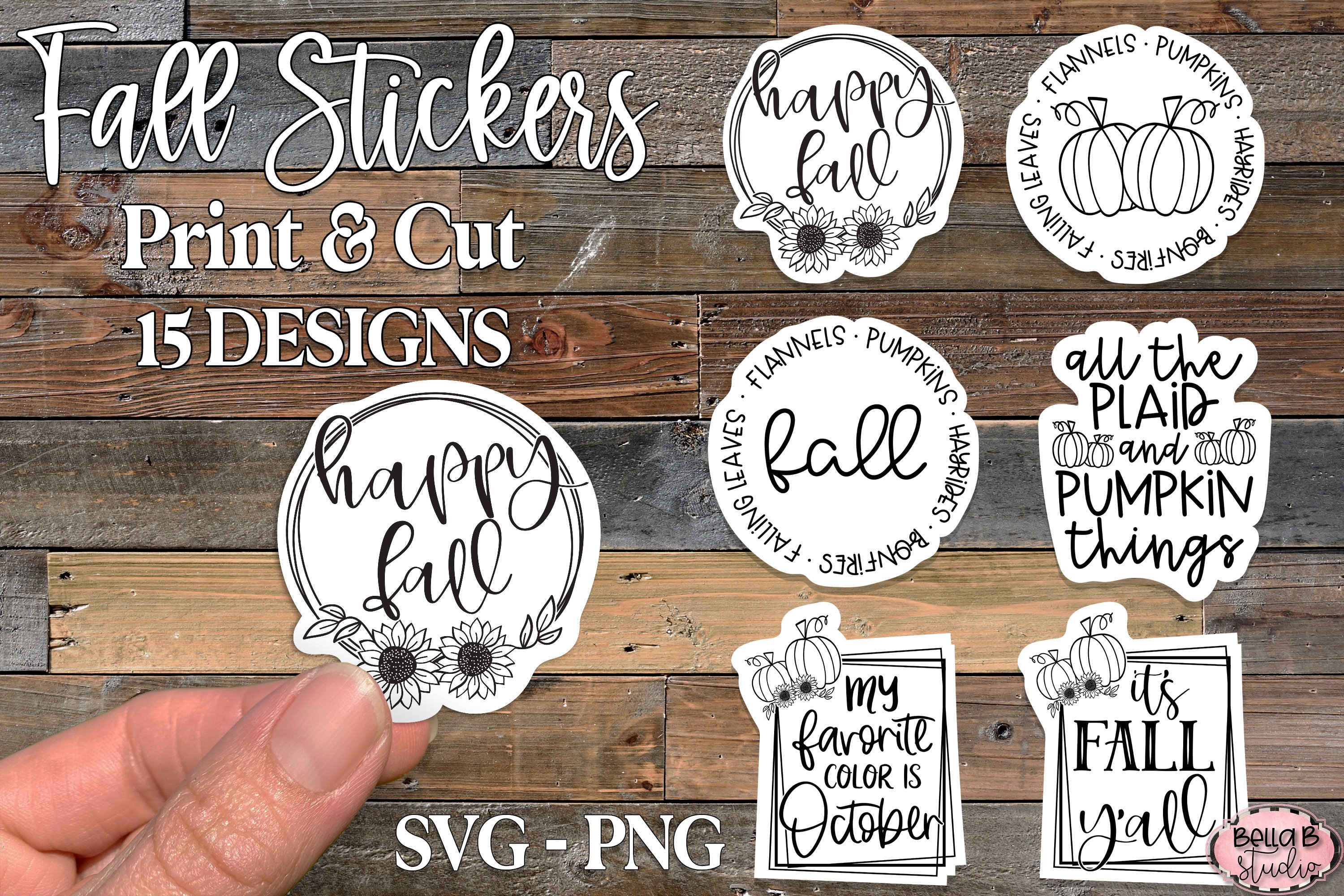 Fall Stickers, Clip Art, Print and Cut (876379) | Stickers | Design Bundles