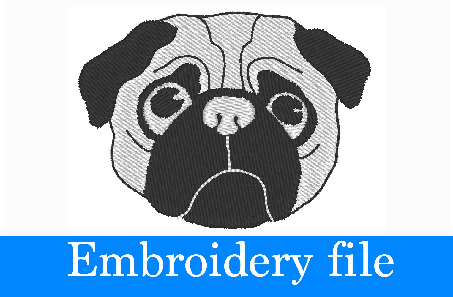 Pug Dog Embroidery Design 2.5x1.85' - Resizable and Convert-able (83764 ...