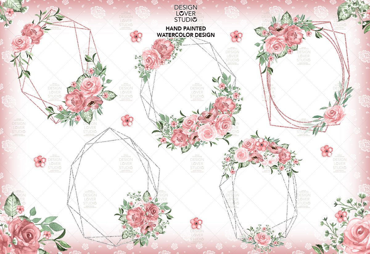 Dusty Rose geometric design (173332) | Illustrations | Design Bundles