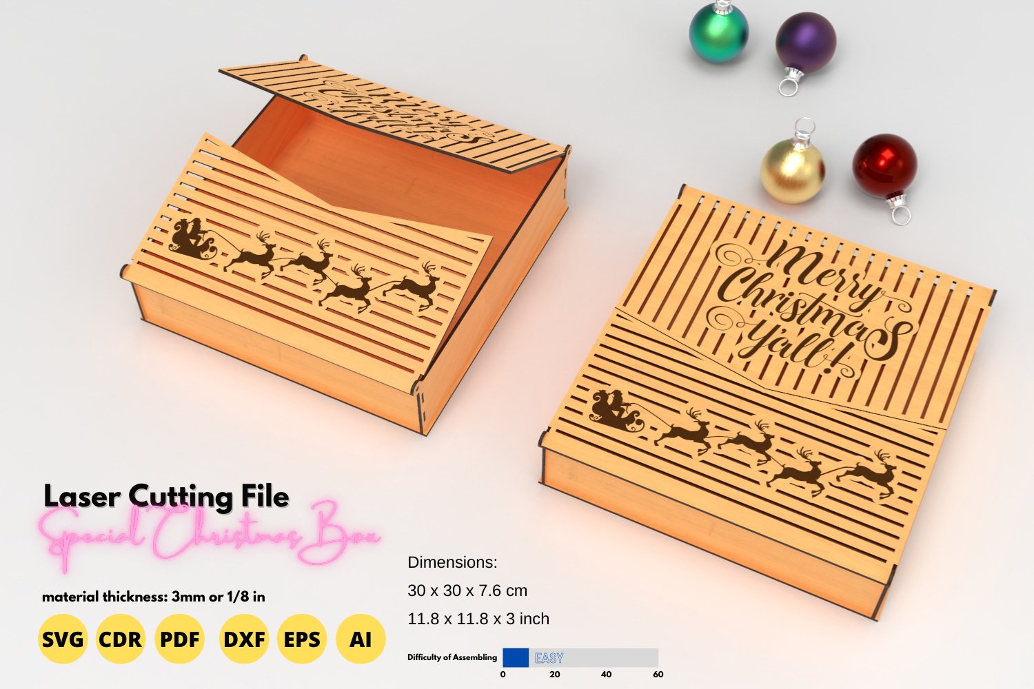 Special Christmas Box - laser cutting file