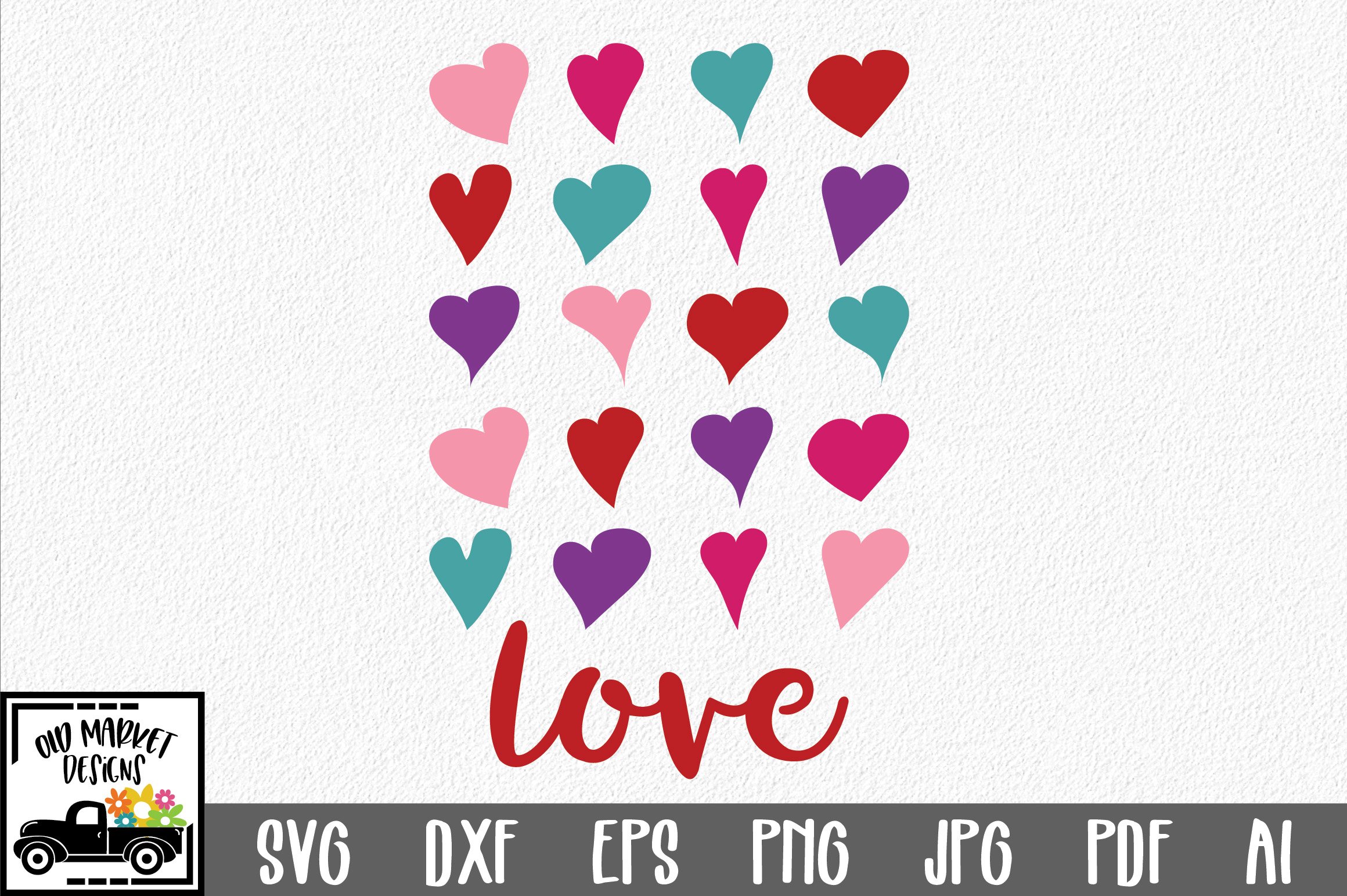 Love with Hearts SVG Cut File - Valentine SVG - DXF - EPS (56839 ...