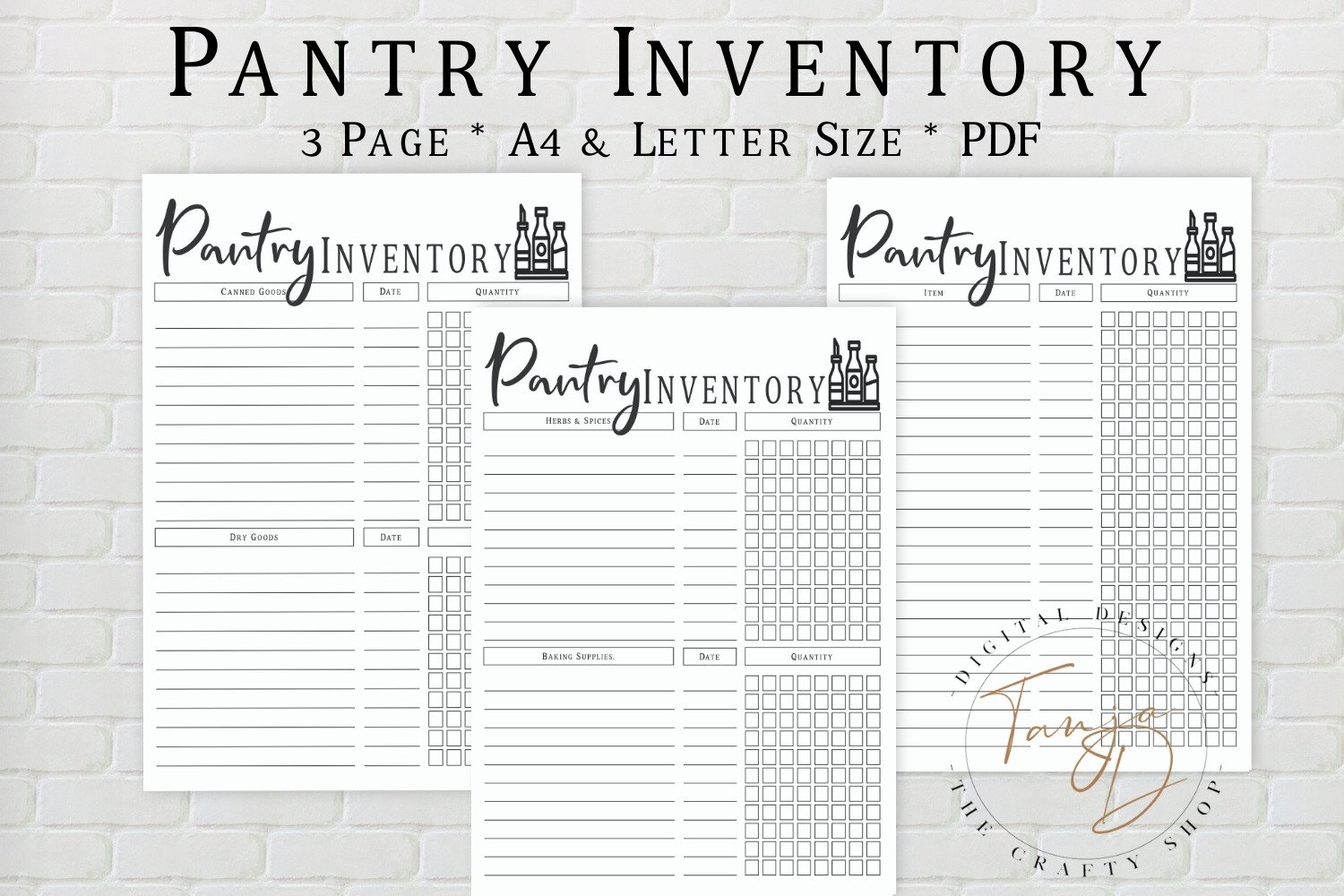 Pantry Inventory Printable, Pantry Inventory Checklist