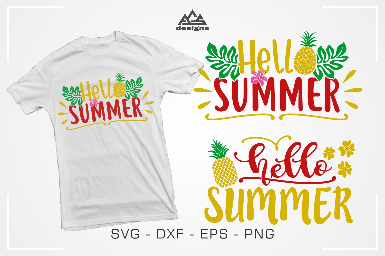 Hello Summer Pineapple Svg Design (373301) | SVGs | Design Bundles