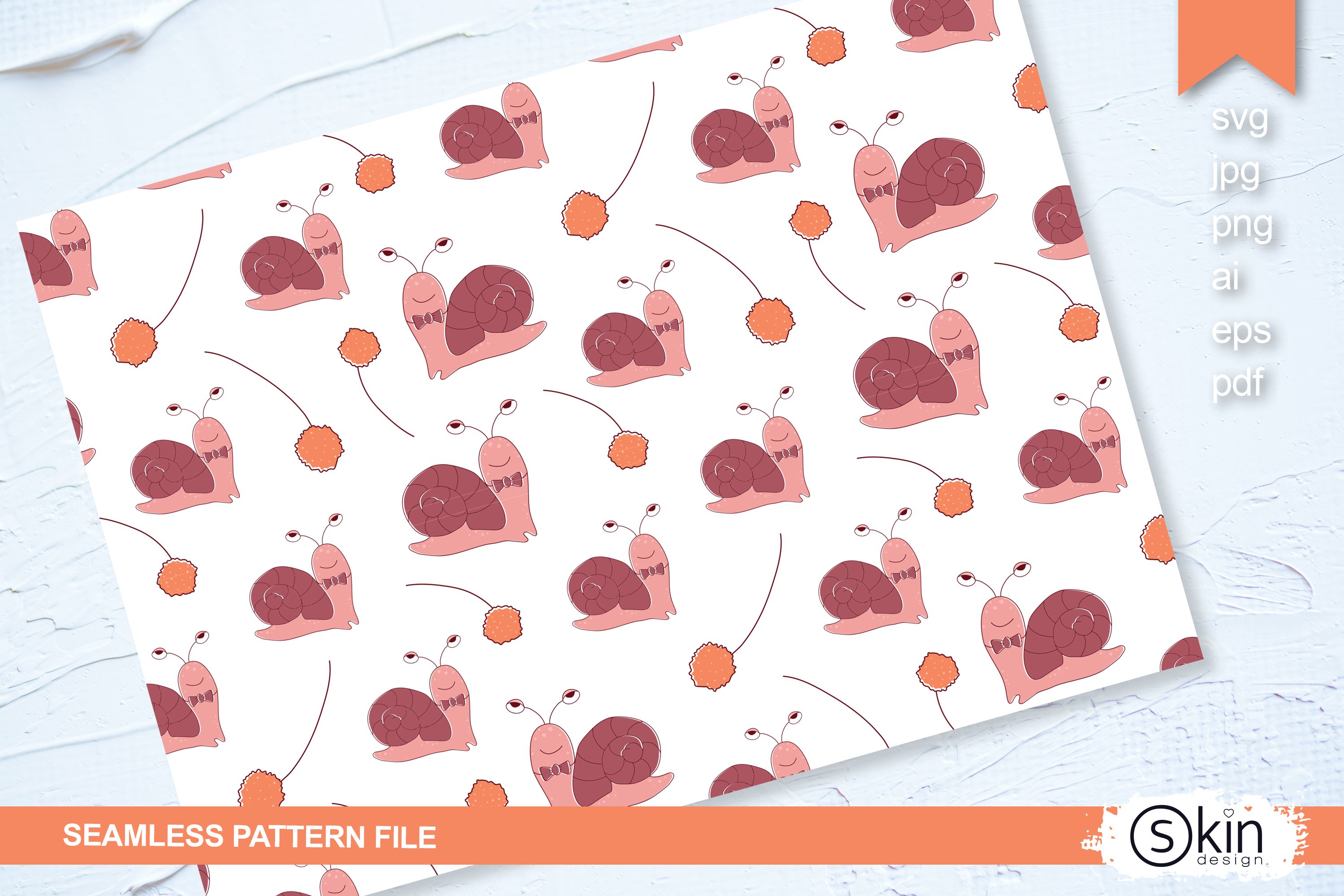 Seamless pattern with cute snail and flower svg (795611) | Patterns ...